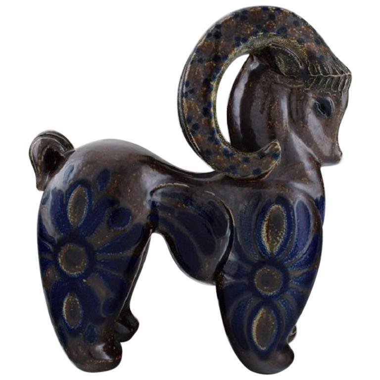 Large Ram Figure in Glazed Ceramic, 1980s for sale at Pamono