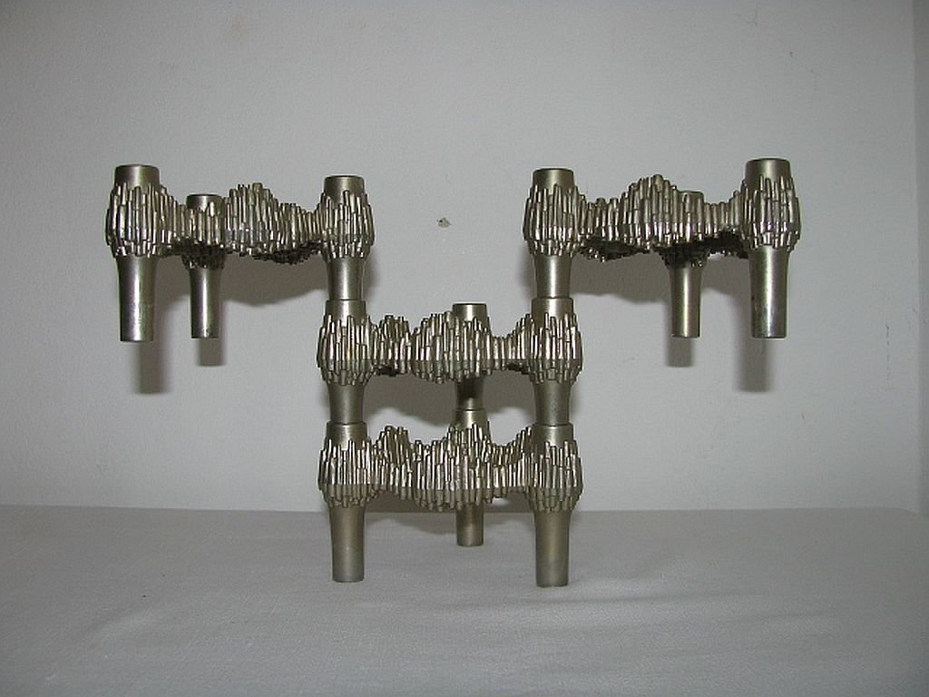Brutalistische Deutsche Kerzenhalter aus Metall von Quist, 1960er, 4er ...
