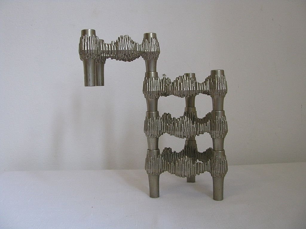 Brutalistische Deutsche Kerzenhalter aus Metall von Quist, 1960er, 4er ...