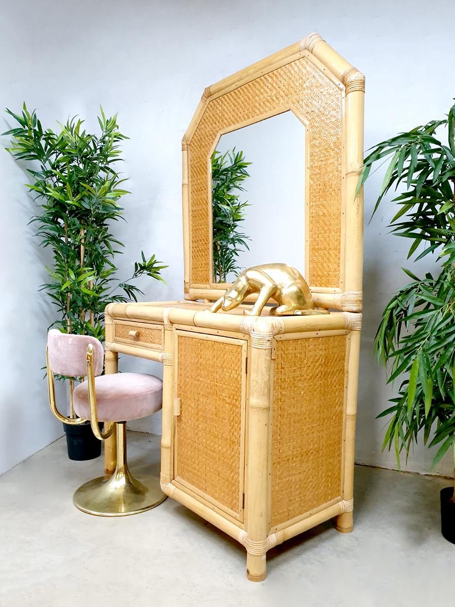 Vintage Faux Bamboo Dressing Table, 1980s for sale at Pamono