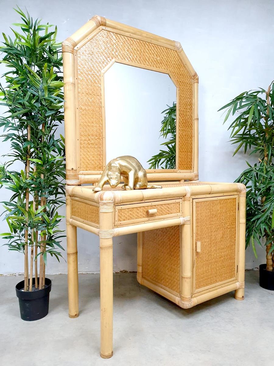 Vintage Faux Bamboo Dressing Table, 1980s for sale at Pamono