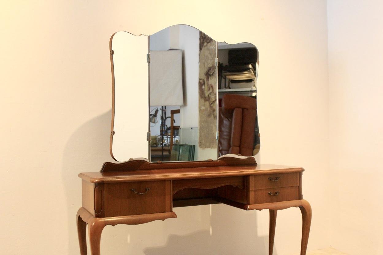 Dutch Mahogany Dressing Table with Mirror, 1950s for sale at Pamono