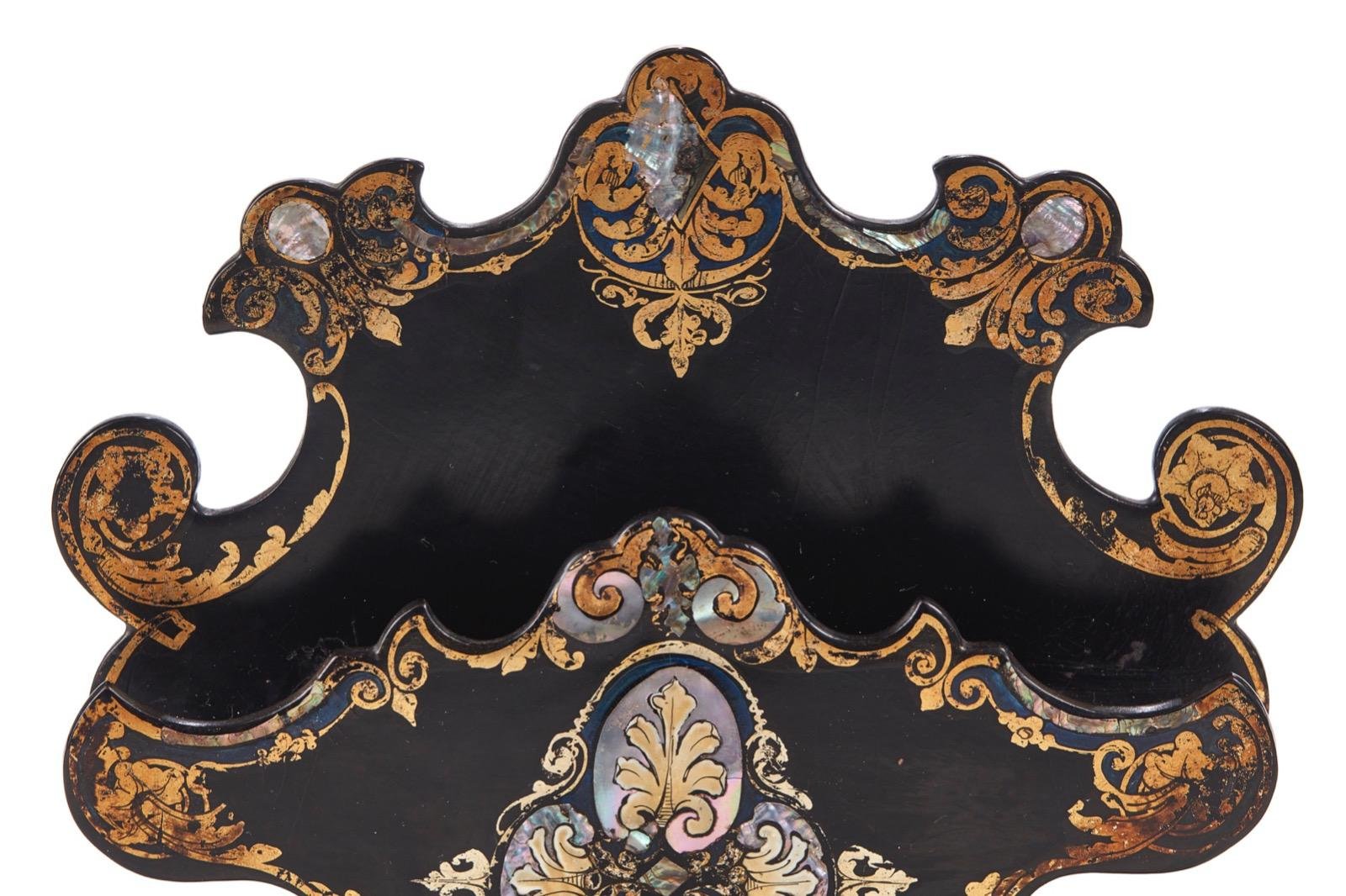 Victorian Papier Mache Lacquered Hand Painted Letter Stand for sale at ...