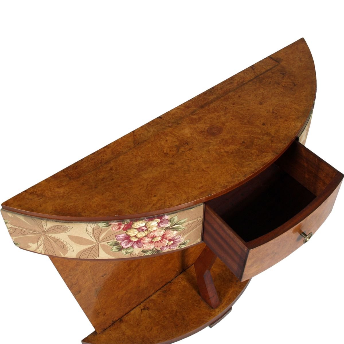 Mid-Century Art Deco Italian Elm Briar Mirrored Console Table in the Style of Gio Ponti, 1930s ...