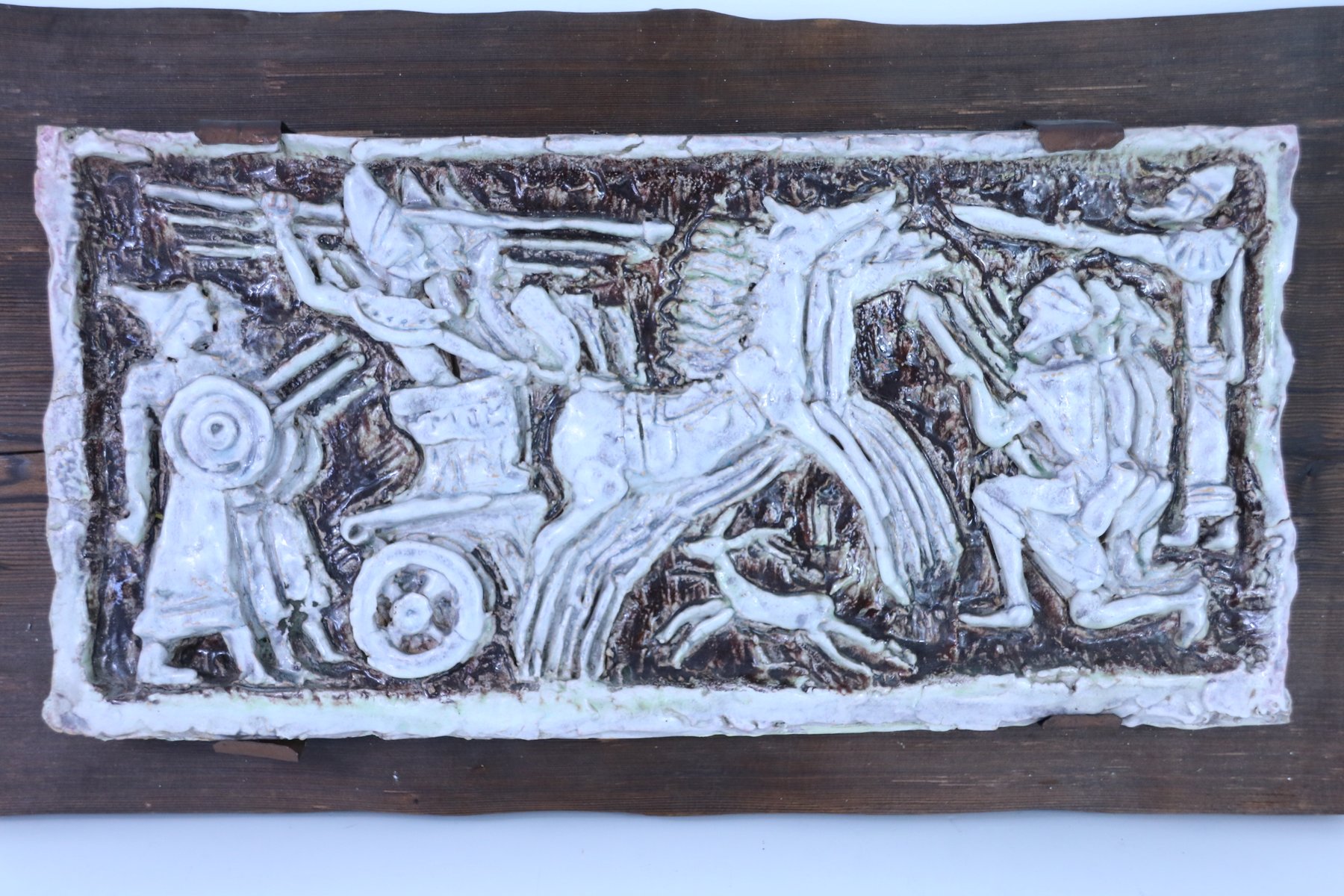 Mid-Century Ceramic Panel with Battle Scene for sale at Pamono