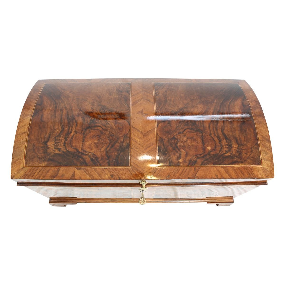 Antique Baroque Walnut Chest with Rounded Lid for sale at Pamono