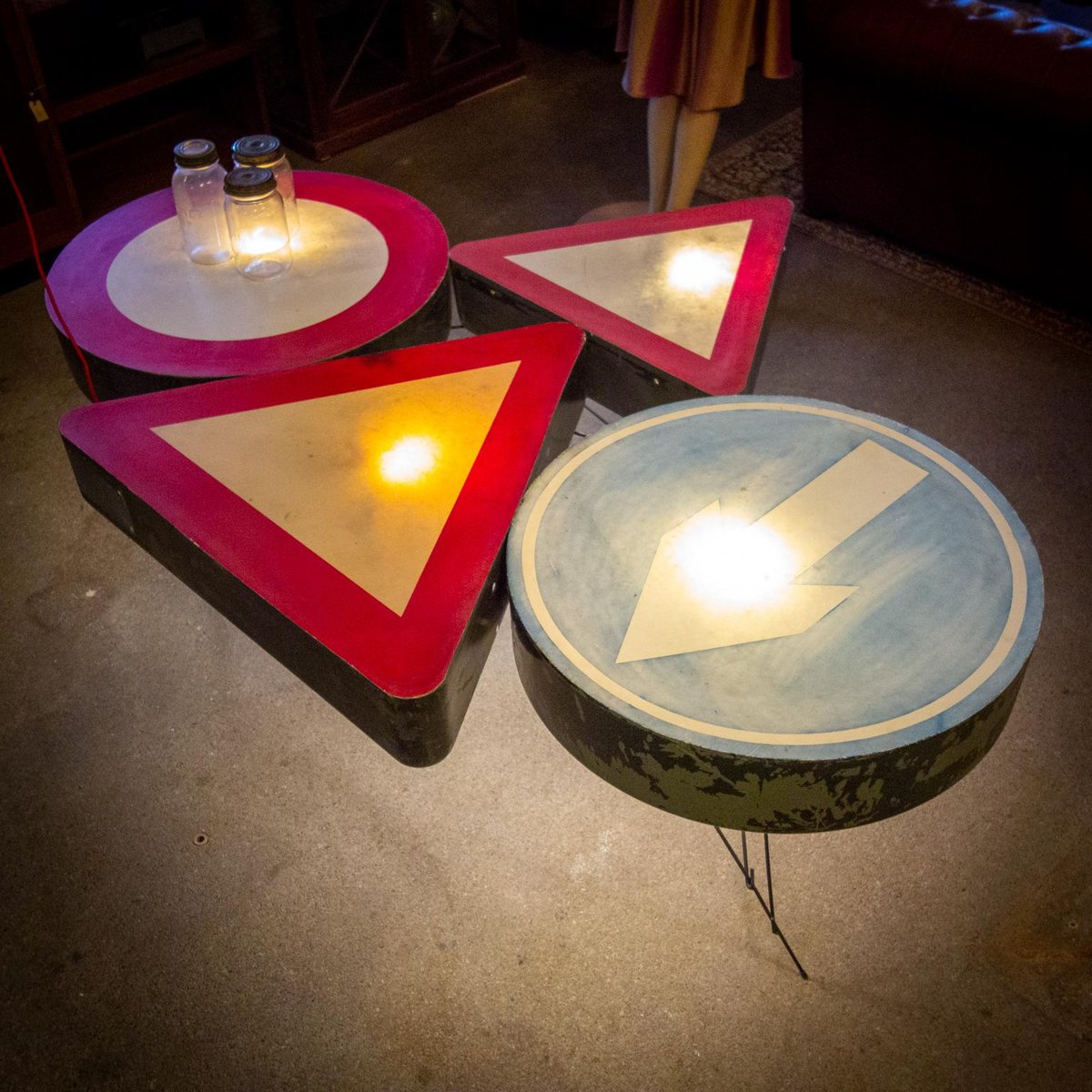 Industrial Traffic Sign Desk by Frits Jeuris for sale at Pamono