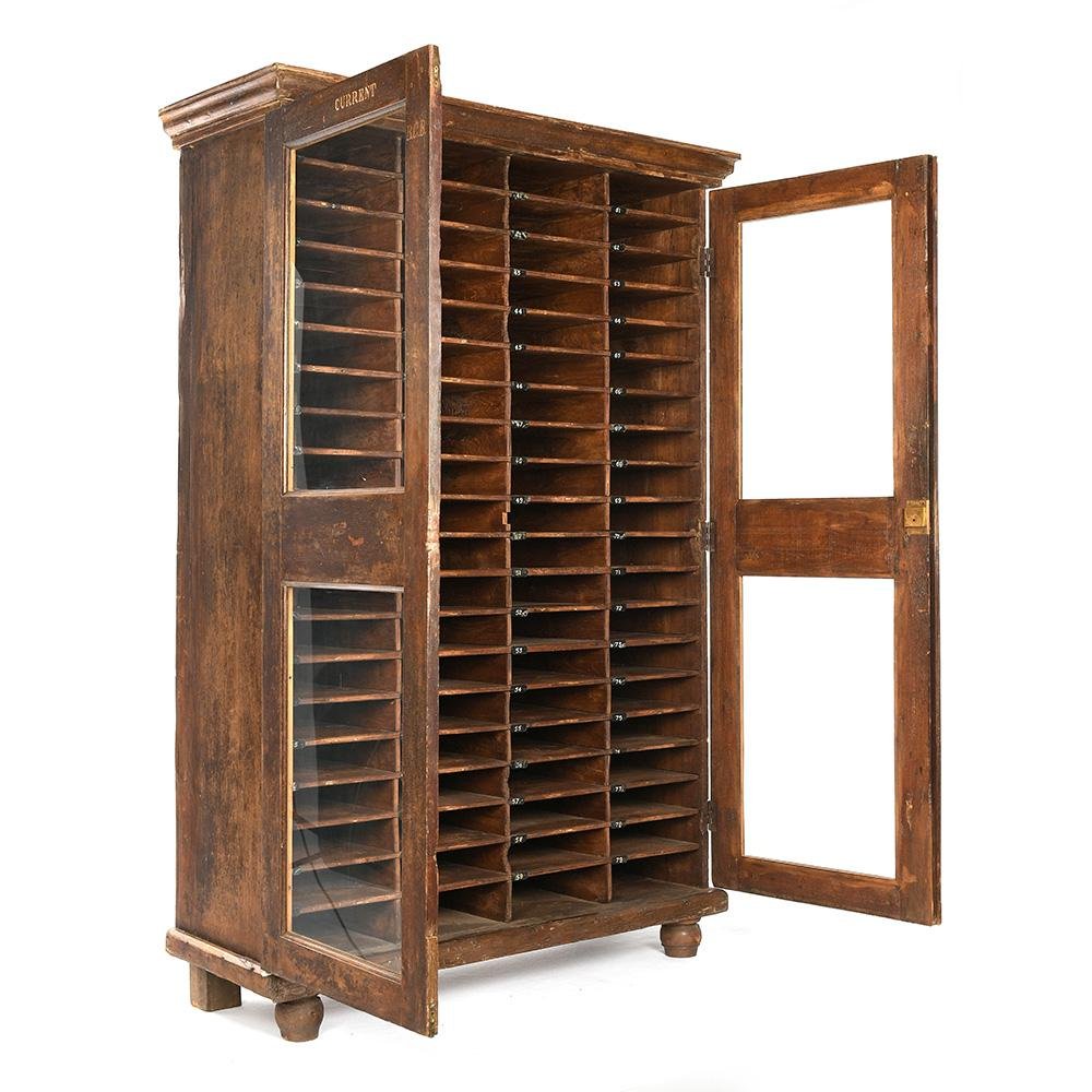 80-Compartment Wooden Postal Sorting Unit, 1940s for sale at Pamono