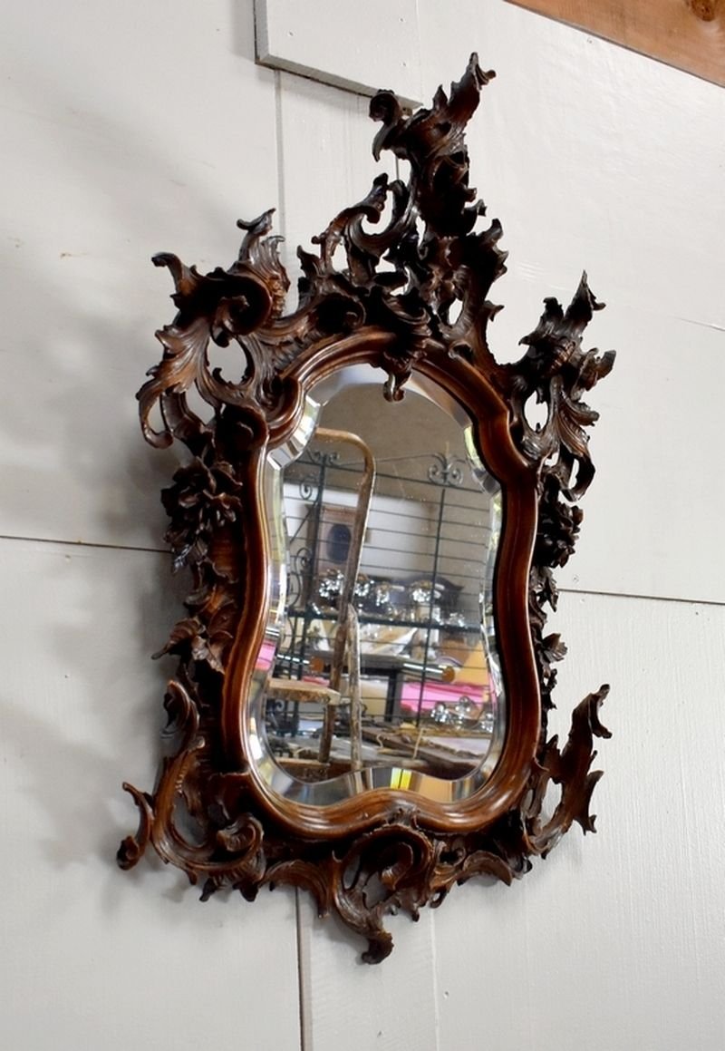 Antique Louis XV Style Solid Walnut Rocaille Mirror, 1900s for sale at ...