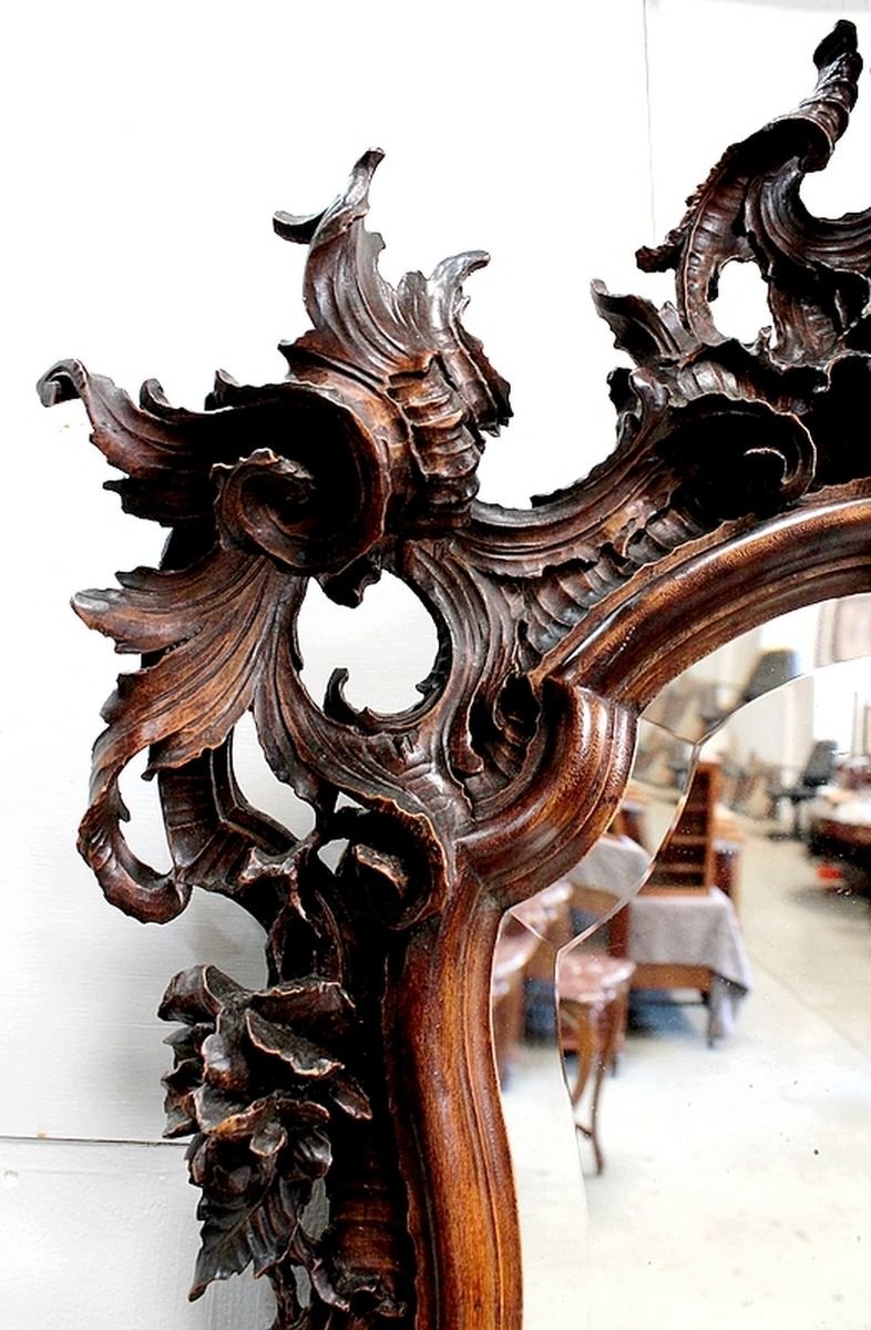 Antique Louis XV Style Solid Walnut Rocaille Mirror, 1900s for sale at ...