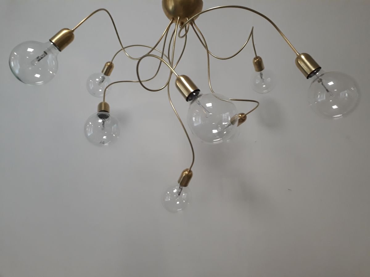 Vintage Adjustable Brass 8-Arm Ceiling Lamp for sale at Pamono