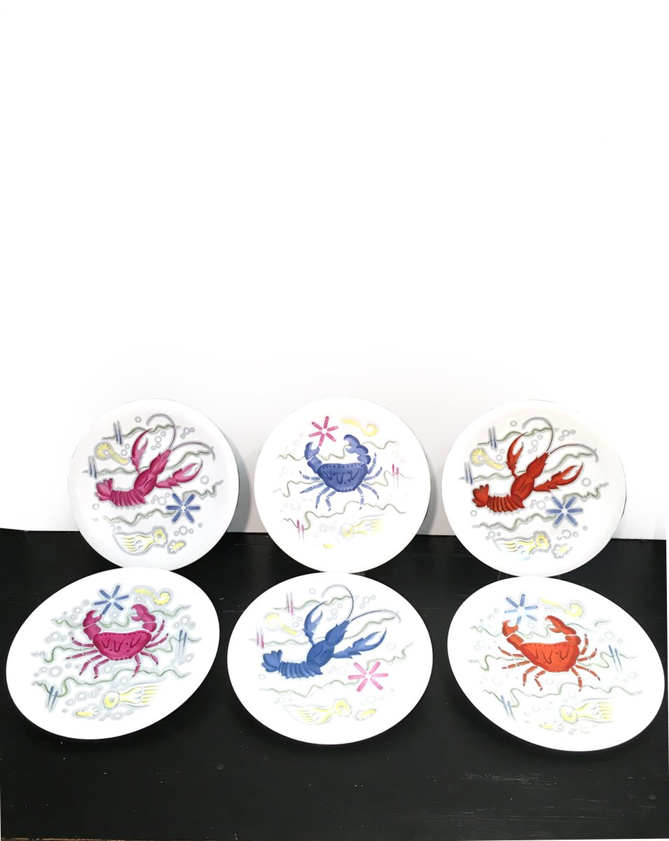 Swedish Plates from Hackefors, 1960s, Set of 6 for sale at Pamono