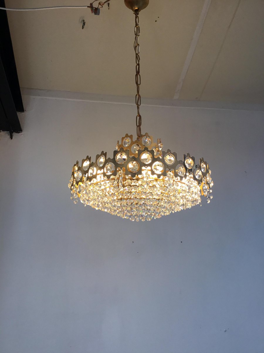 Vintage Finnish Crystal Glass Chandelier for sale at Pamono