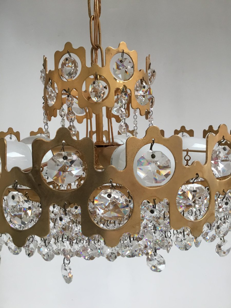 Vintage Finnish Crystal Glass Chandelier for sale at Pamono