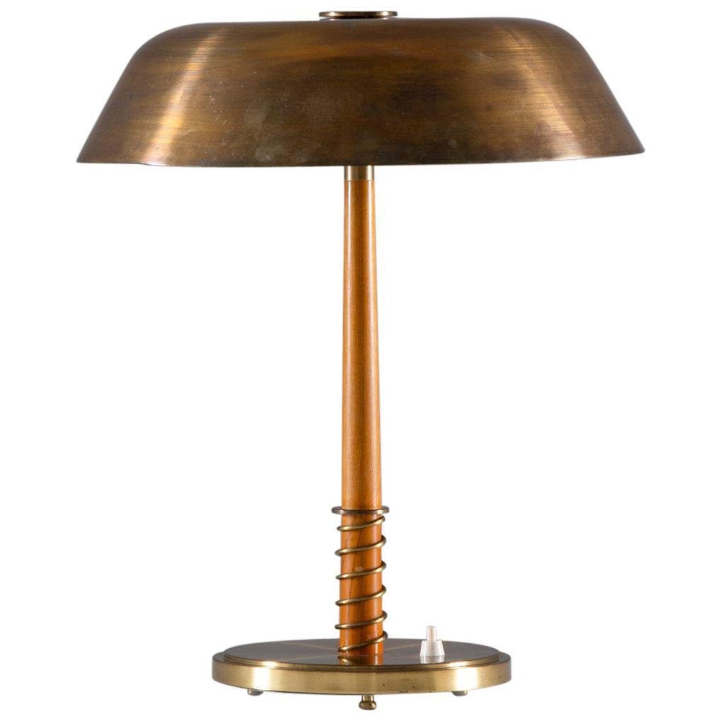 Mid-Century Swedish Table Lamp in Brass by Harald Notini for Bohlmarks ...