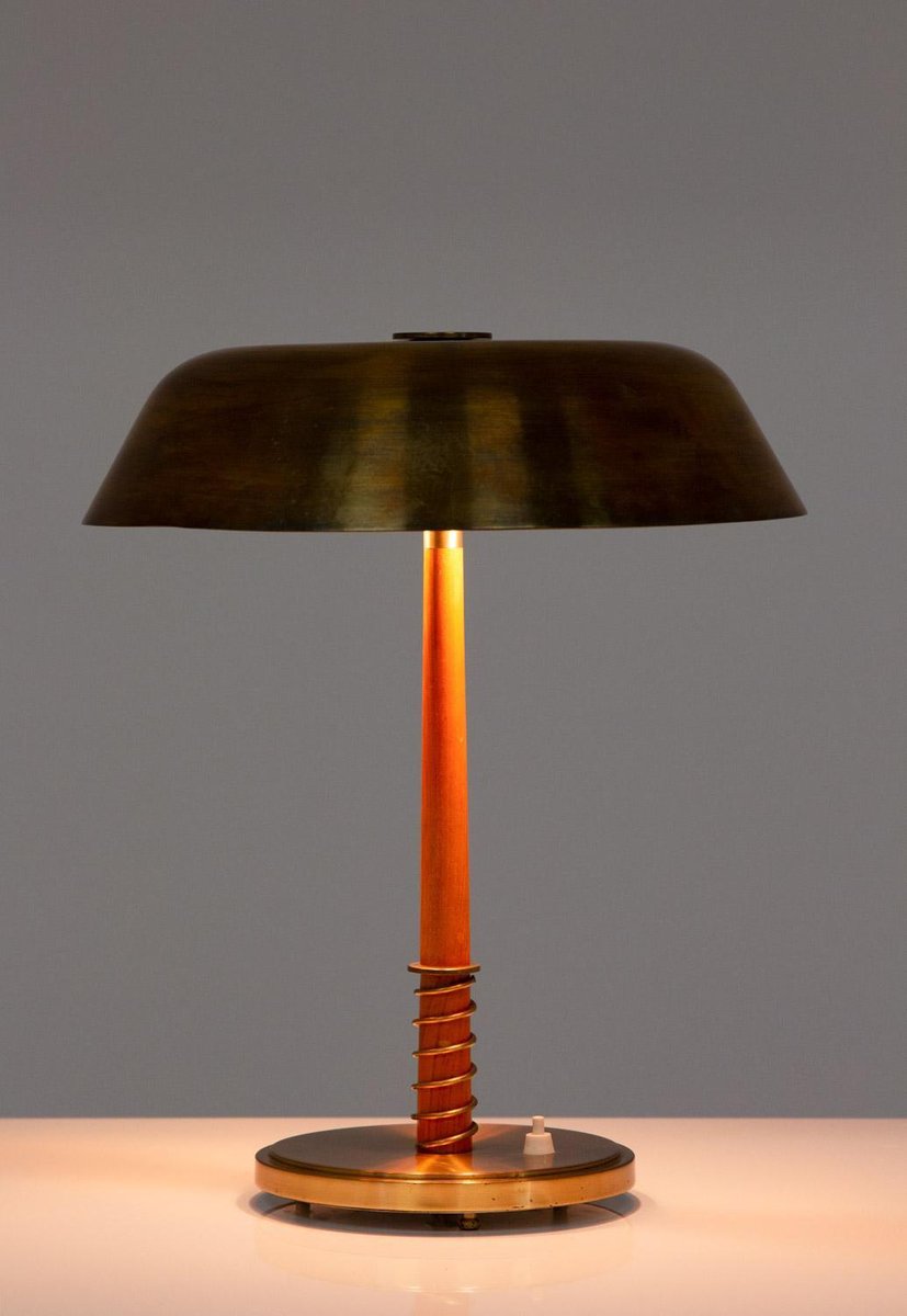 Mid-Century Swedish Table Lamp in Brass by Harald Notini for Bohlmarks ...