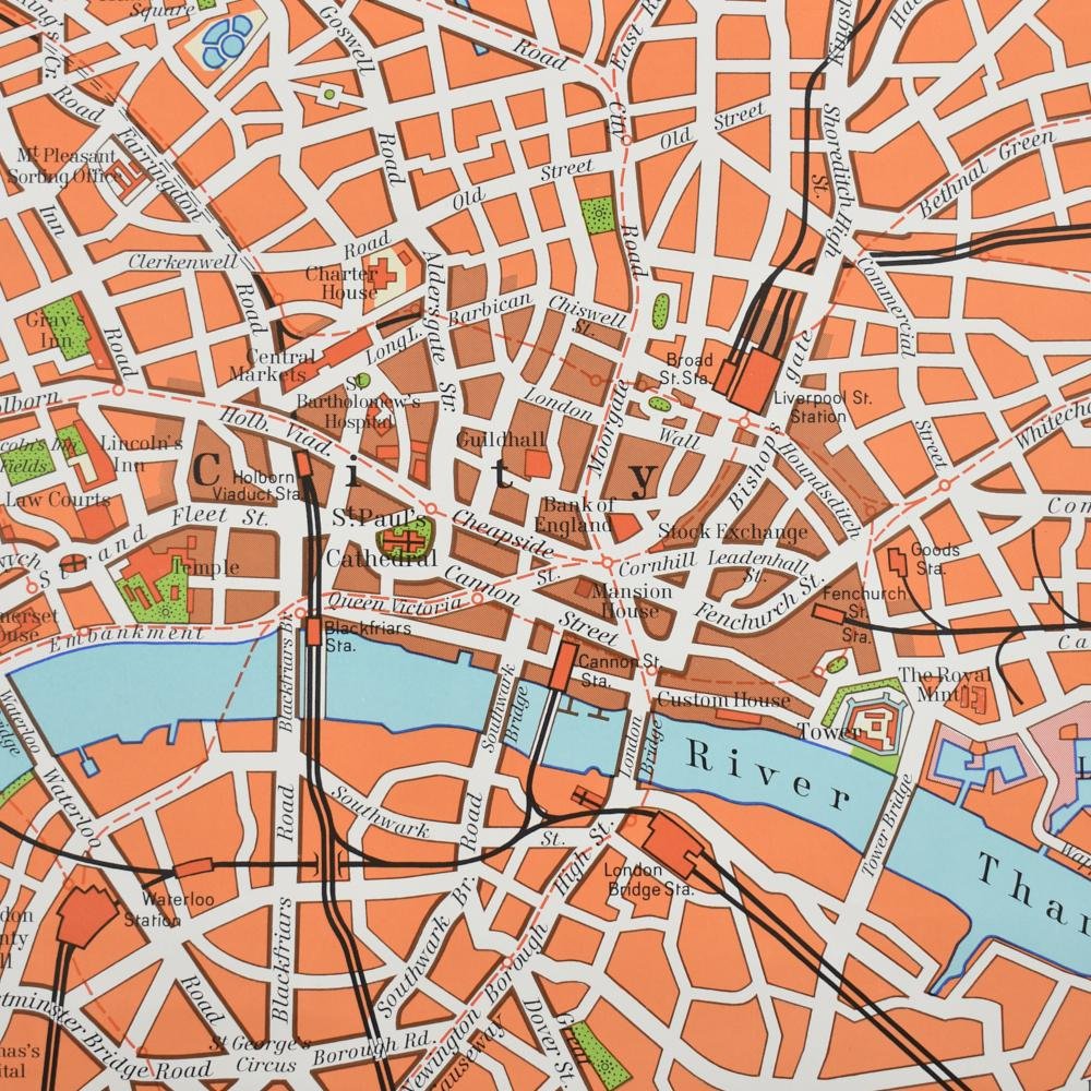 Vintage London Map from Westermann, 1960s for sale at Pamono