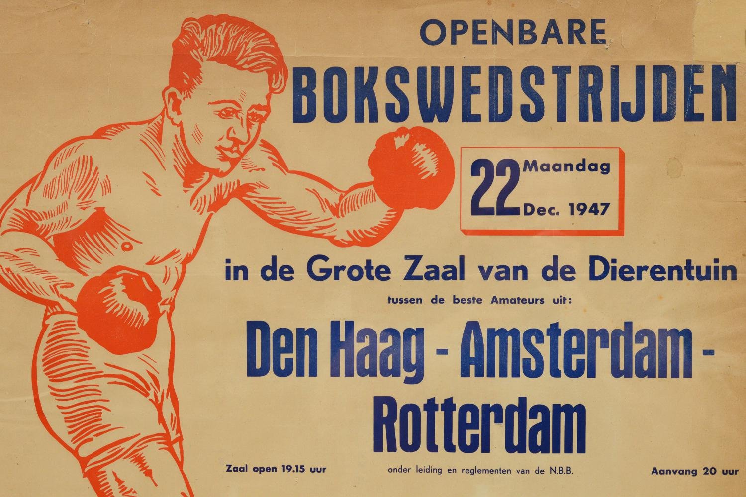 Affiche de Match de Boxe, 1940s en vente sur Pamono