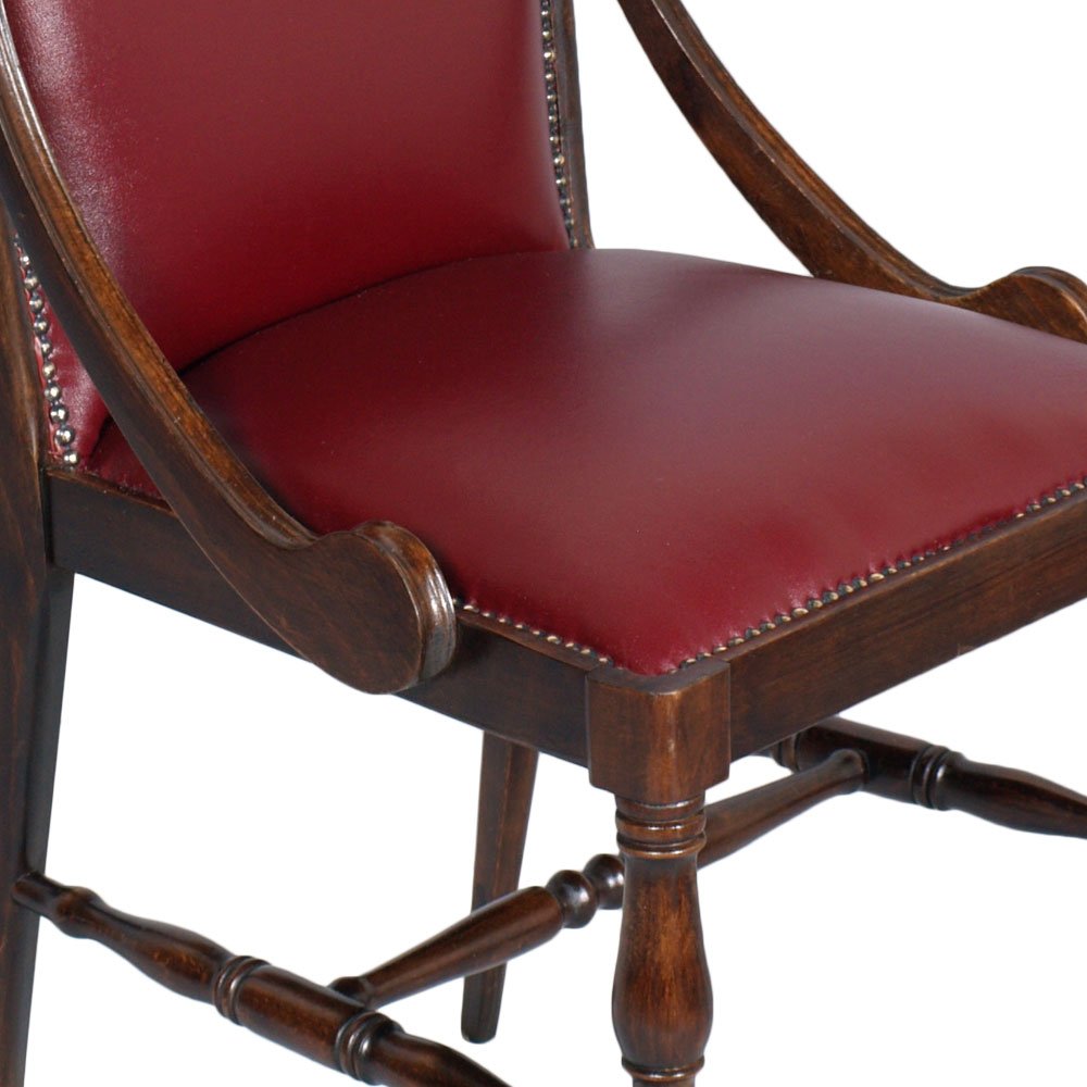 19th Century Neoclassical Walnut and Leather Desk Chair for sale at Pamono