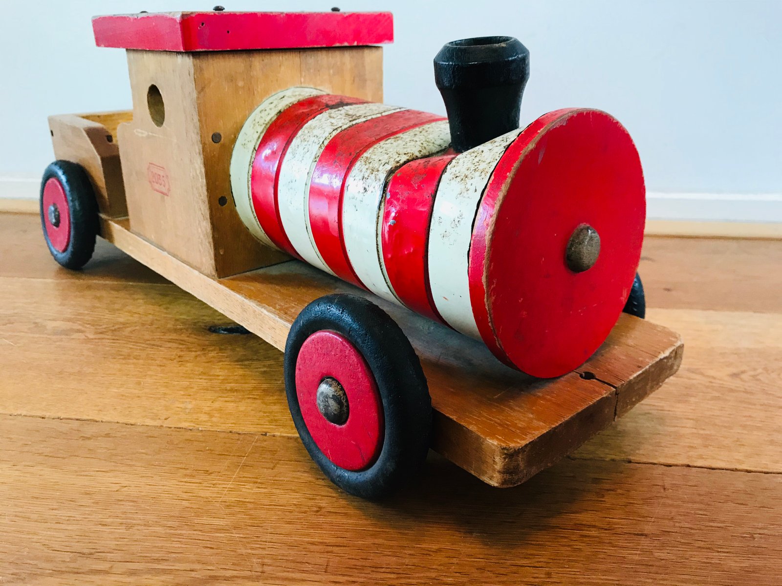 Vintage Belgian Wooden Train Toy, 1950s for sale at Pamono