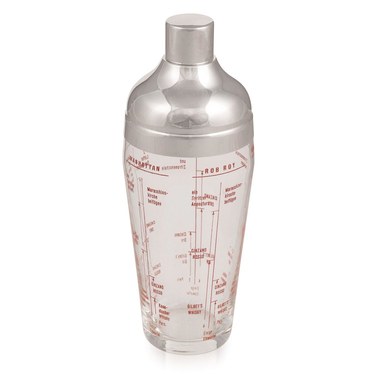 American Glass and Silver-Plated Recipe Cocktail Shaker, 1950s for sale ...