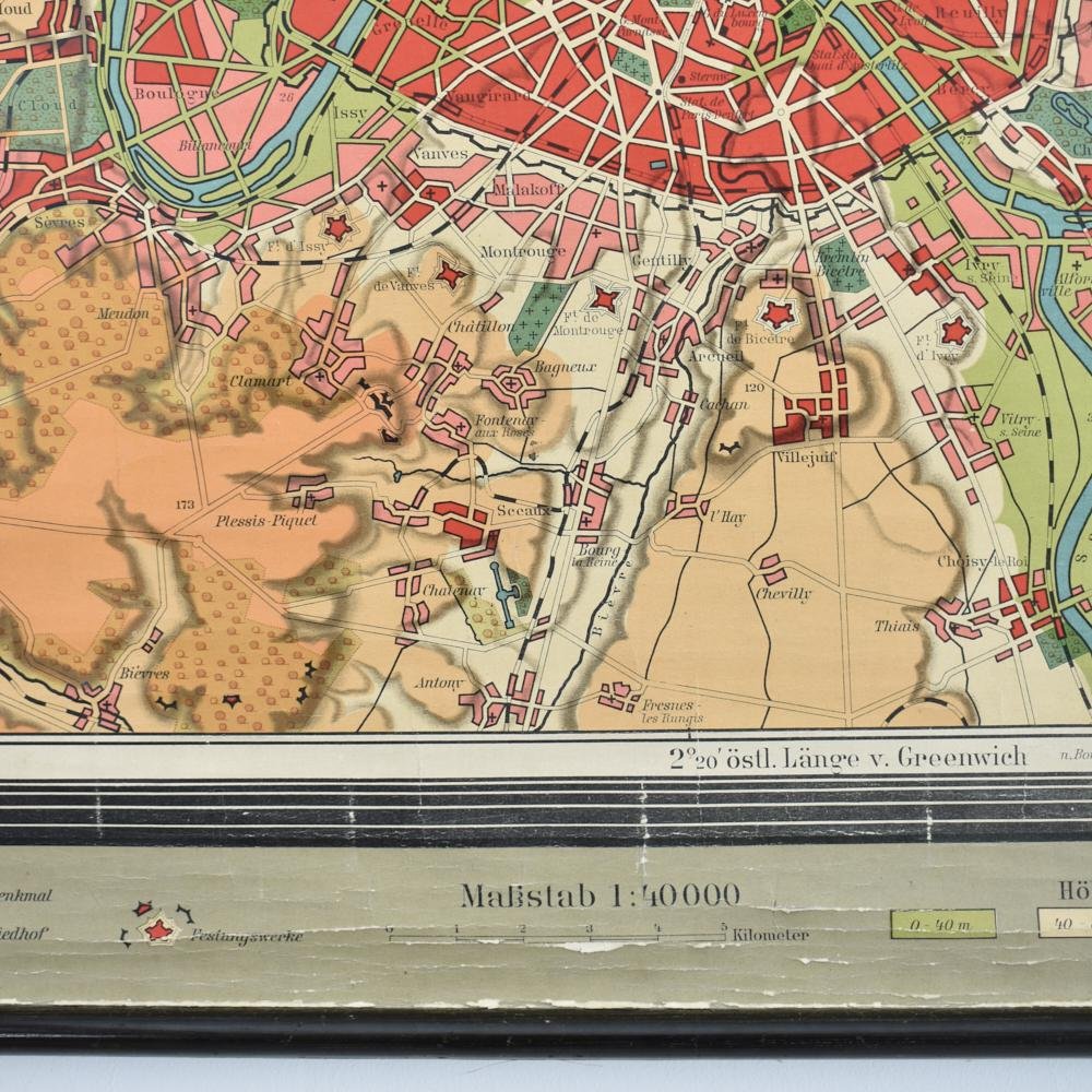 Antique Paris Map from Westermann, 1920s for sale at Pamono