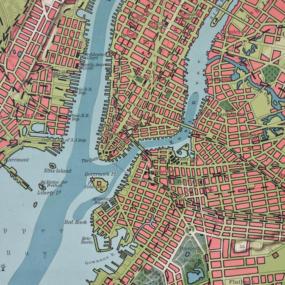 Antique New York Map from Westermann, 1920s for sale at Pamono