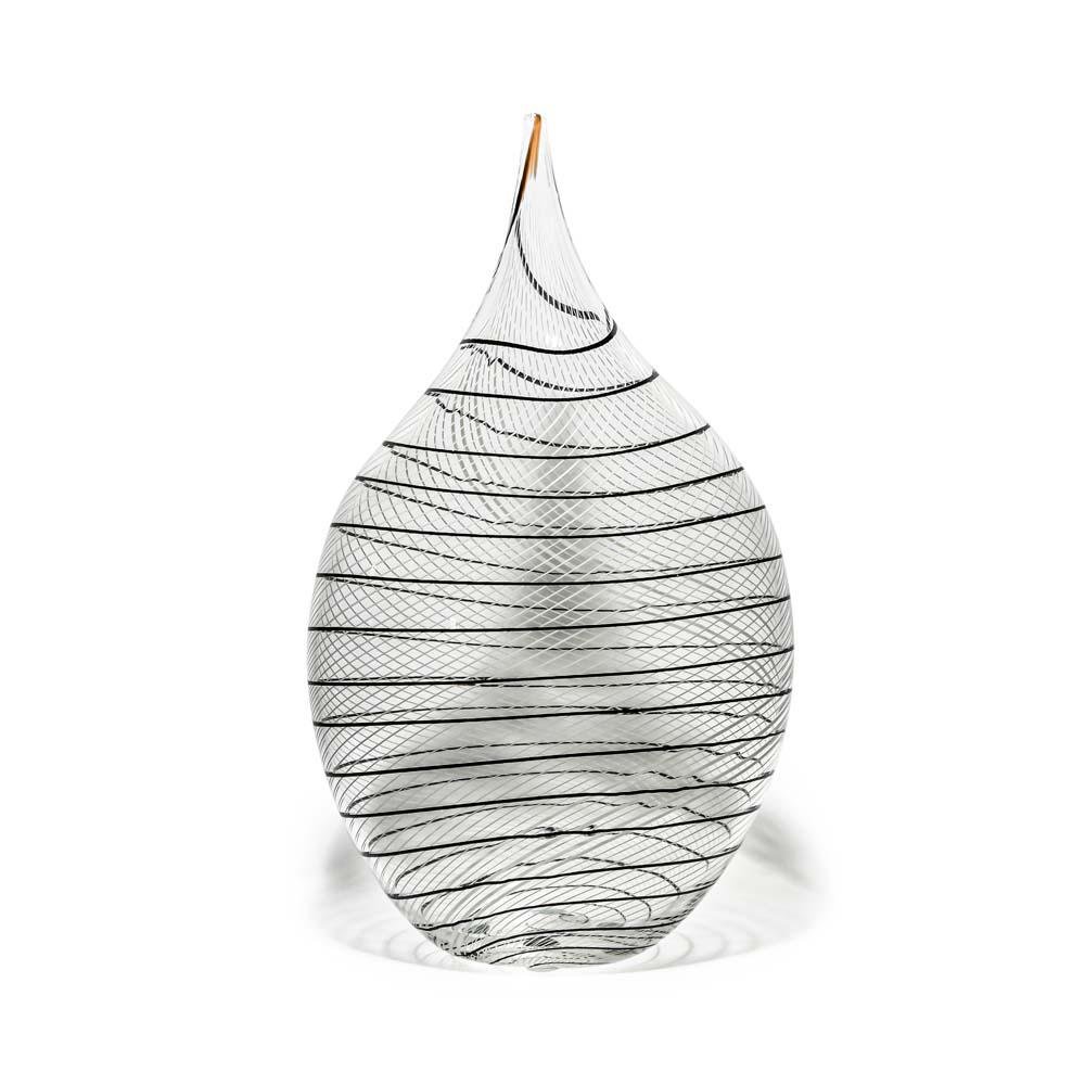 Hand Blown Clear Vase with Black Filigrana Glass by Alberto Dona for ...