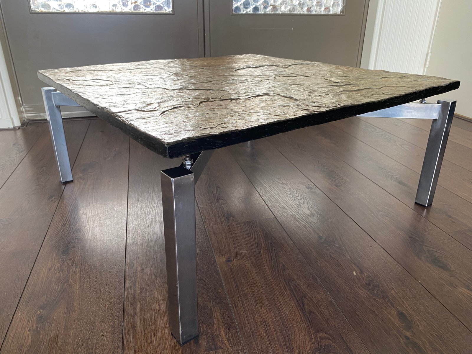 Mid-Century Steel & Slate Coffee Table for sale at Pamono