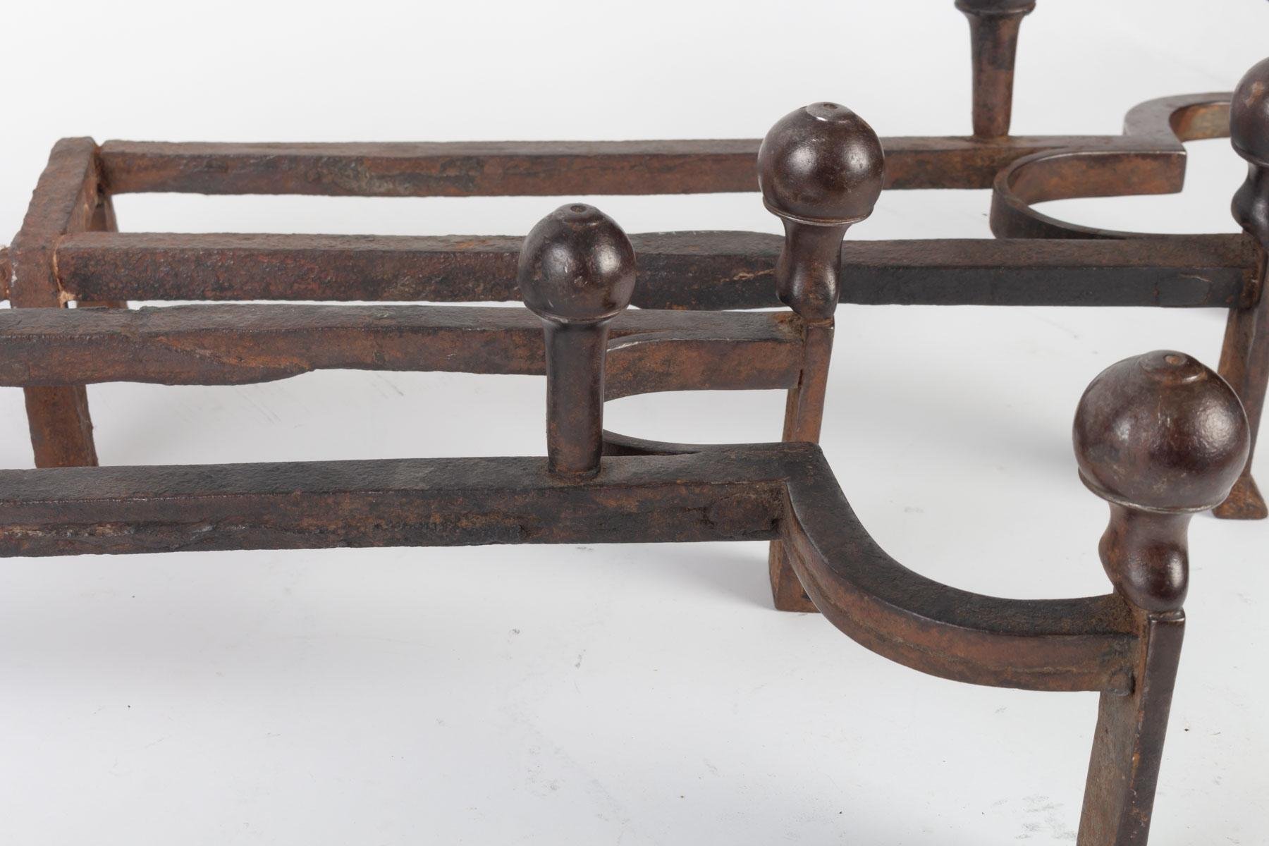 19th Century Fireplace Dogs Set in Patinated Bronze, Set of 2 for sale ...