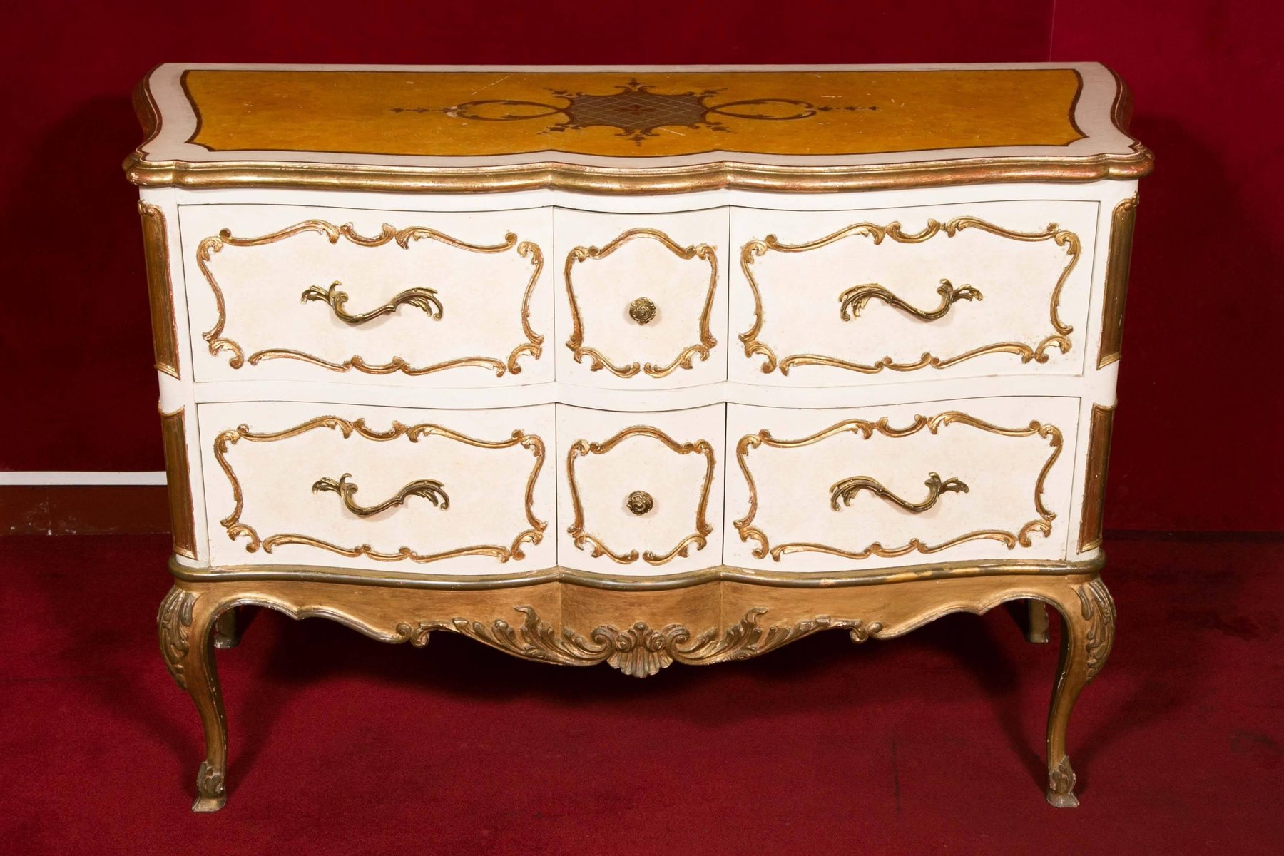 Italian Painted and Gilded Commode, 1950s for sale at Pamono