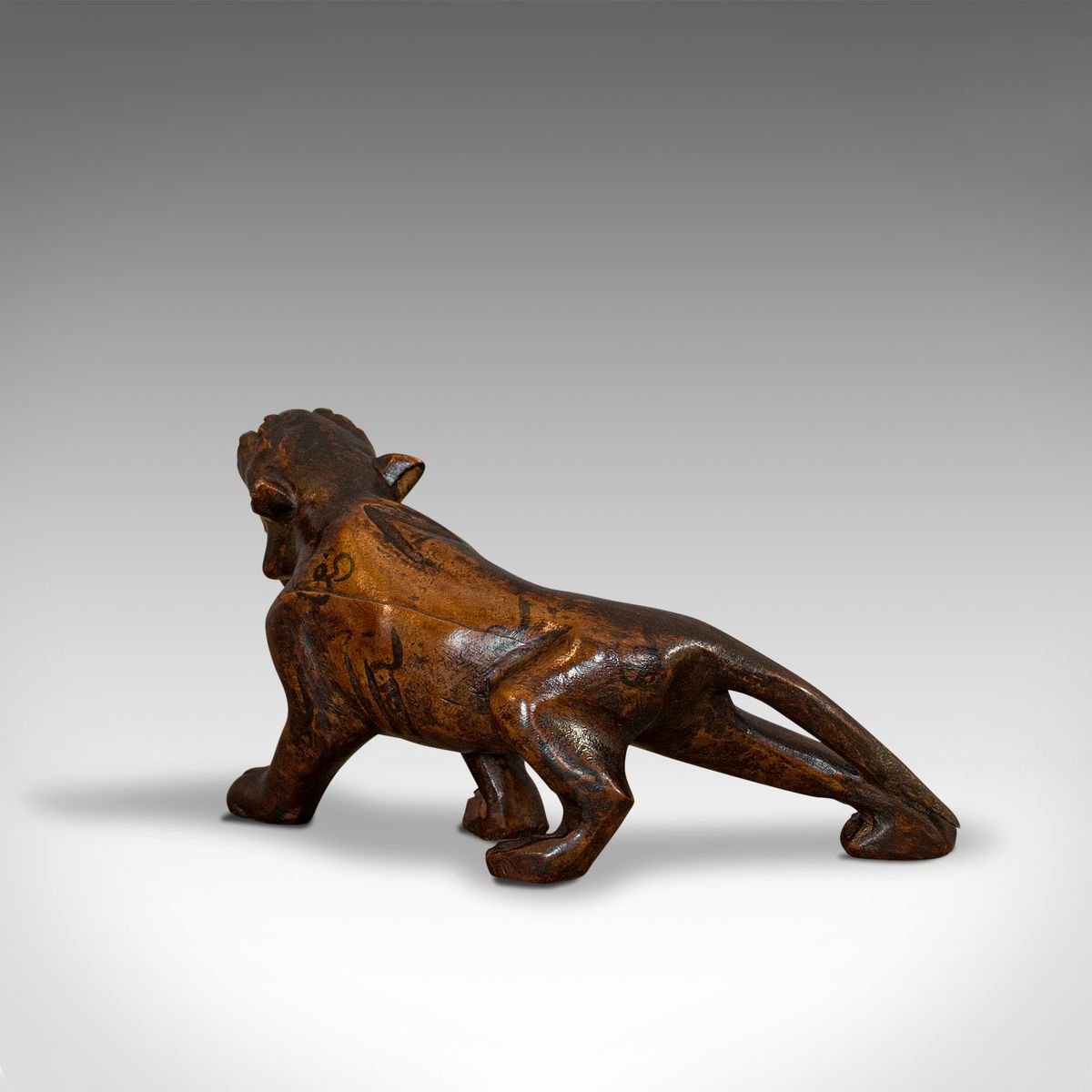 Antique Teak Carved Tiger for sale at Pamono