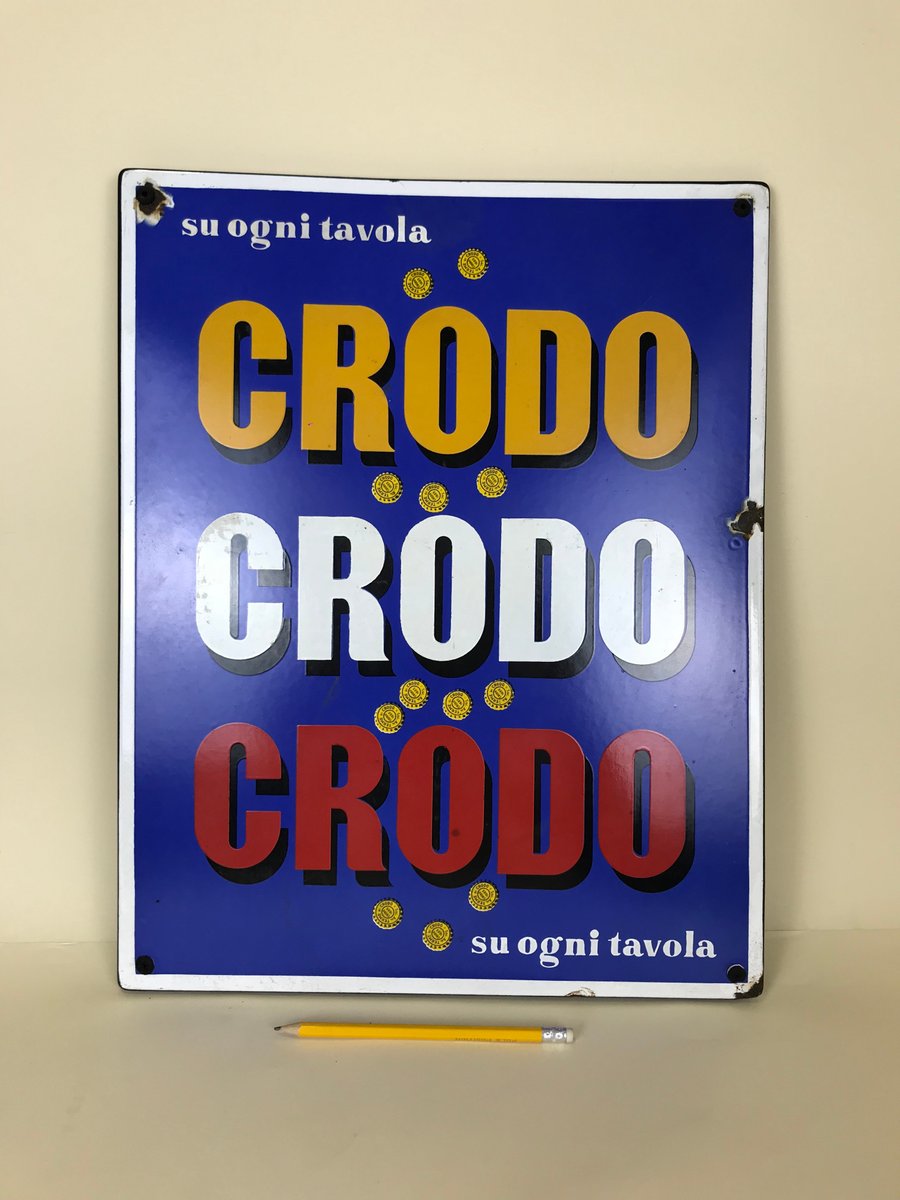 Vintage Italian Rectangular Metal Enamel Crodo Advertising Sign, 1960s ...