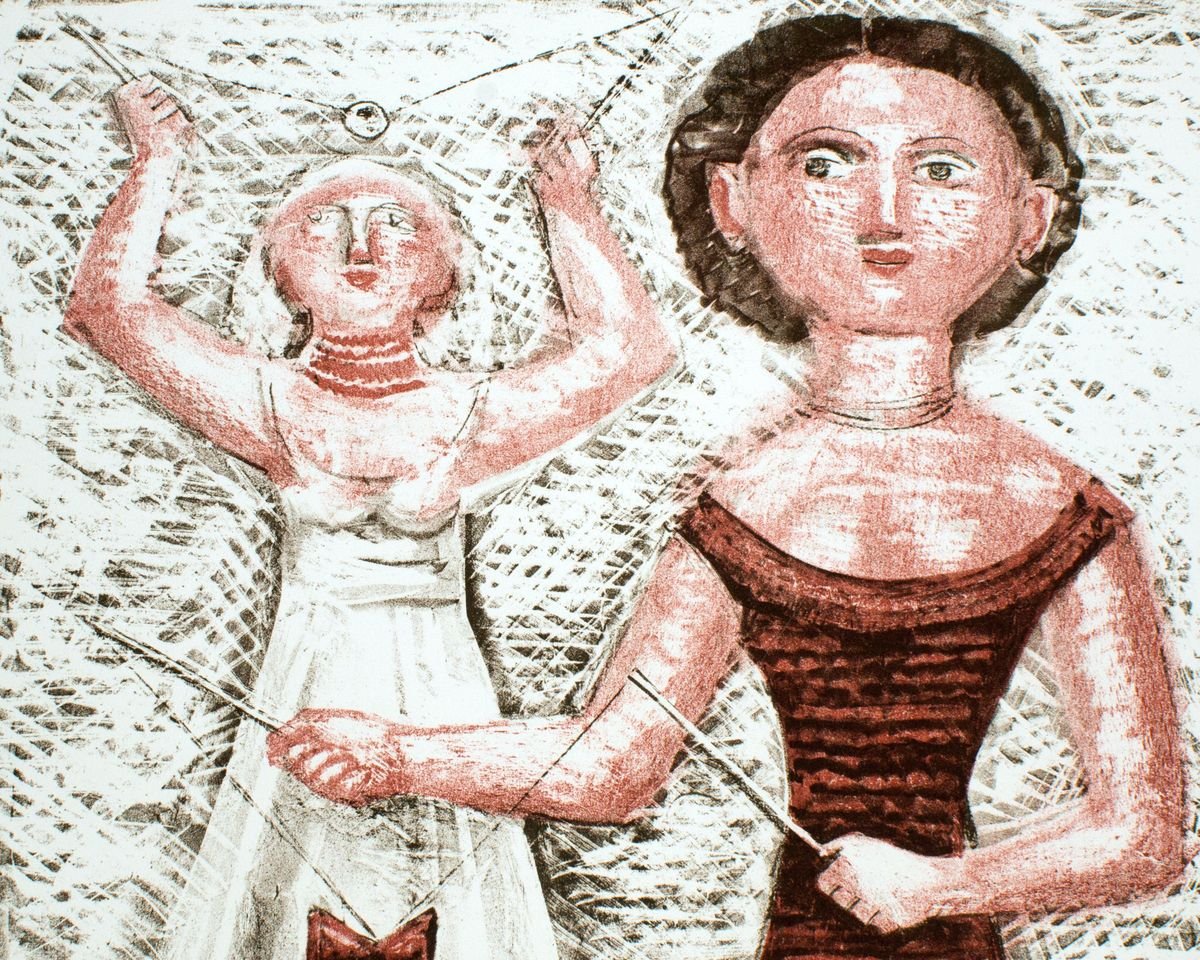 Il Gioco del Rocchetto - Original Lithograph by M. Campigli - 1952 1952 ...