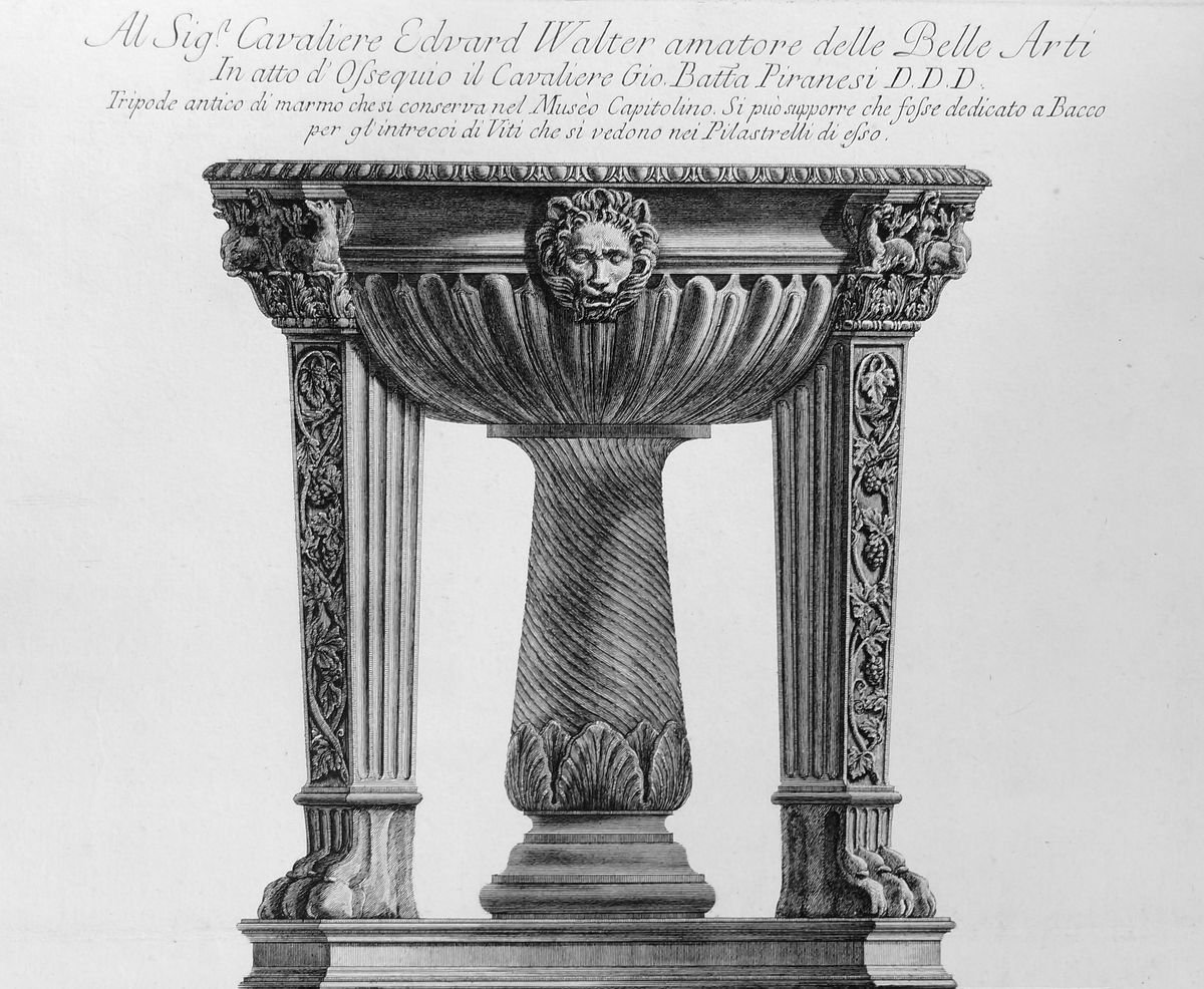 Tripode antico di marmo che si conserva nel Museo Capitolino - Etching ...