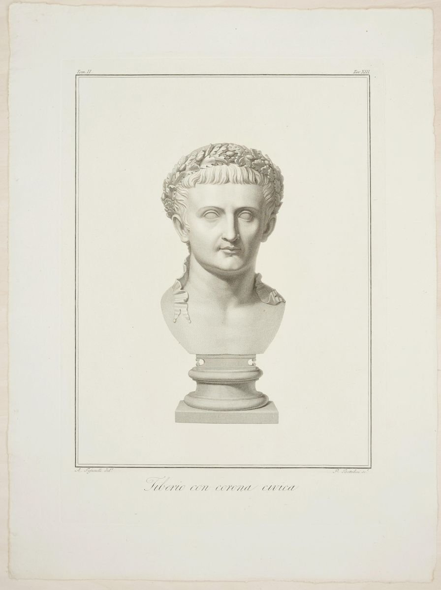 Bust of Tiberius - Original Etching by P. Fontana After A. Tofanelli ...
