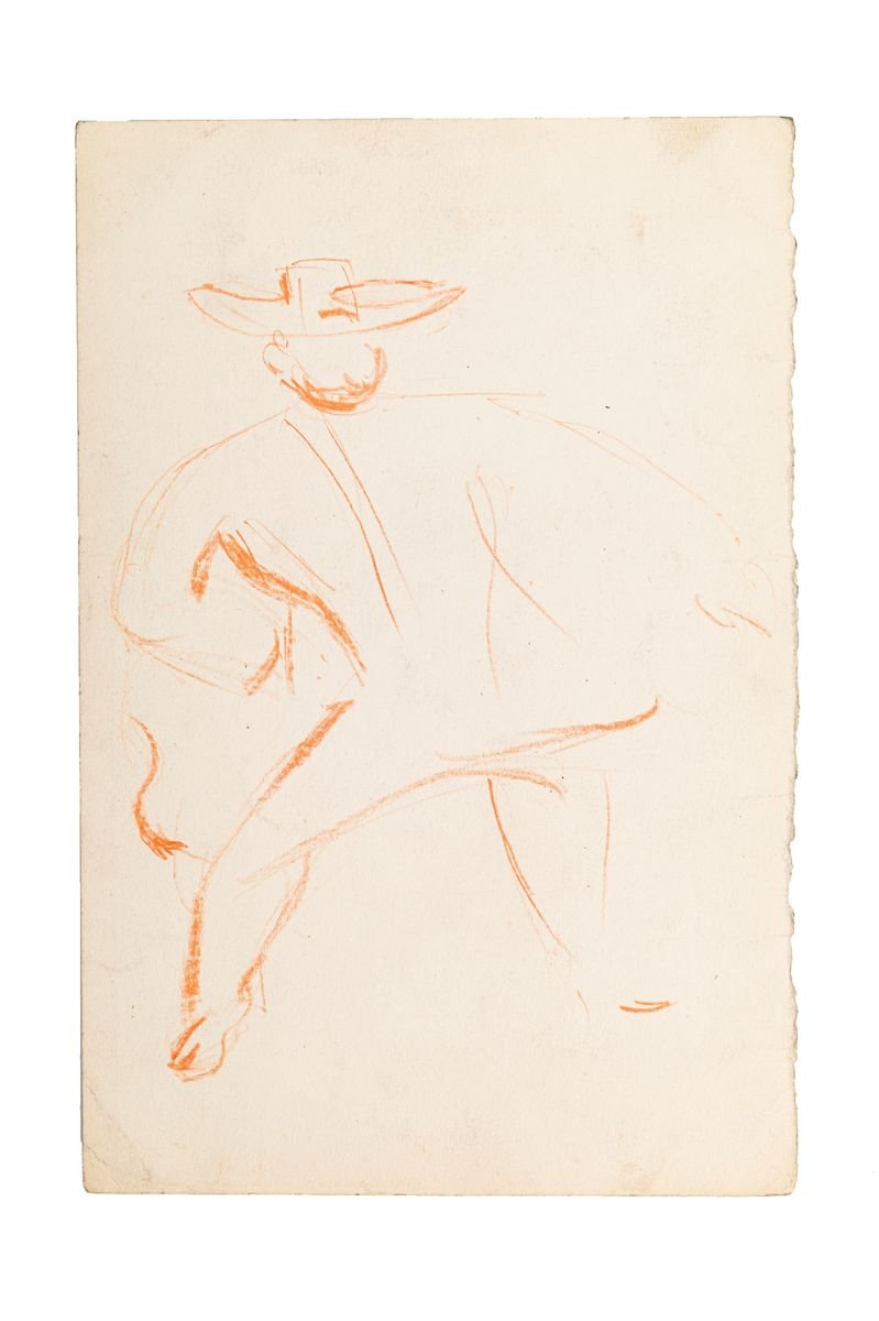 Knight Shape - Original Pastel Drawing by French Master Early 20th ...