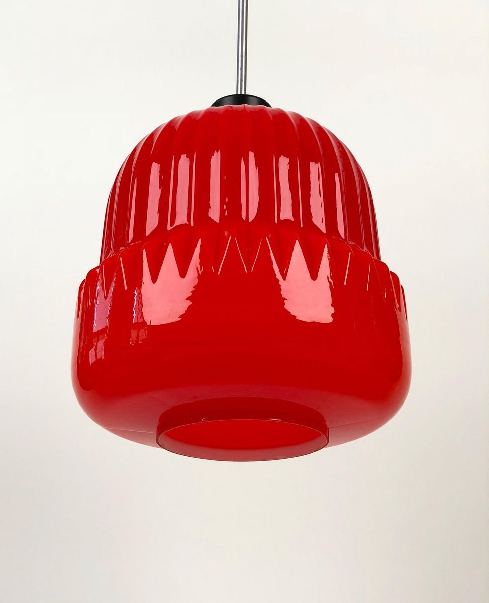 Modern Red Glass Globe Pendant Lamp, 1960s for sale at Pamono