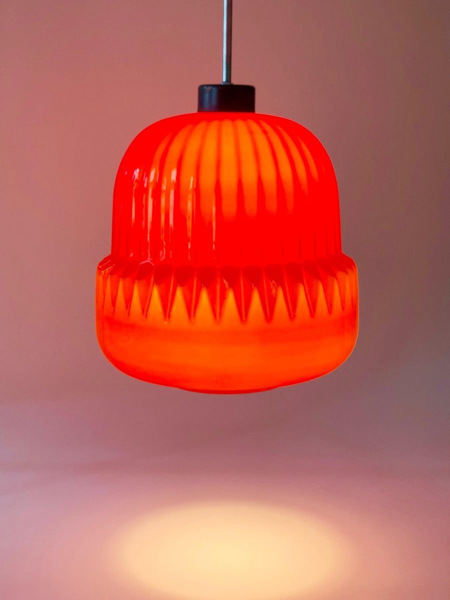 Modern Red Glass Globe Pendant Lamp, 1960s for sale at Pamono