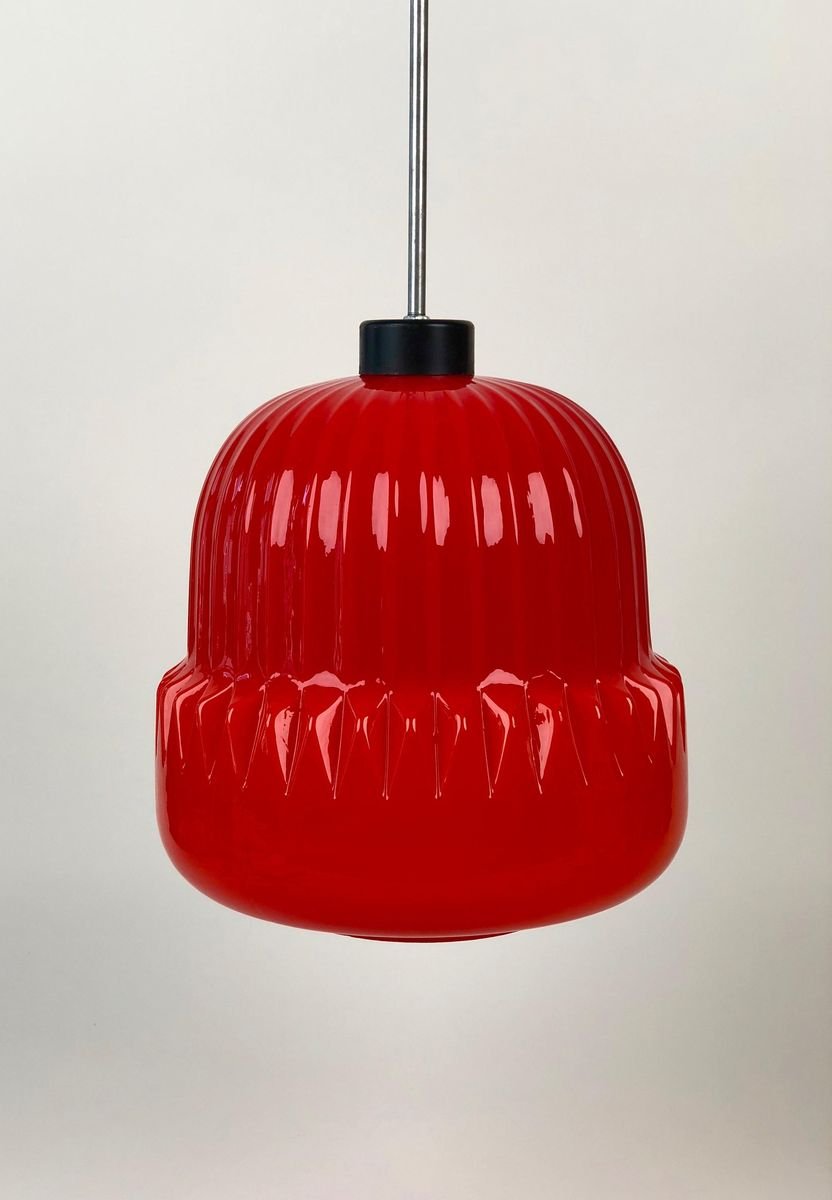 Modern Red Glass Globe Pendant Lamp, 1960s for sale at Pamono