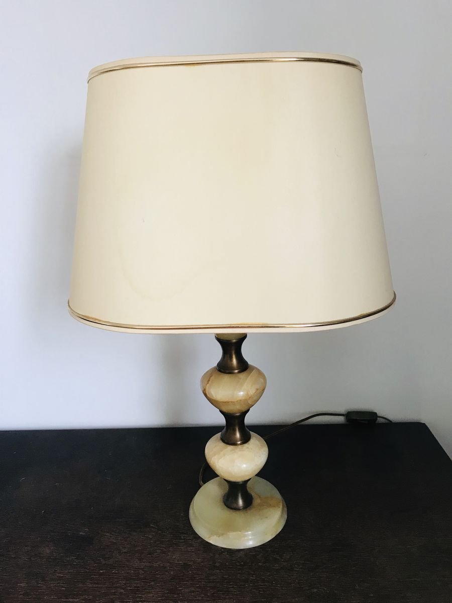 Italian Marble & Copper Base Table Lamp, 1920s for sale at Pamono