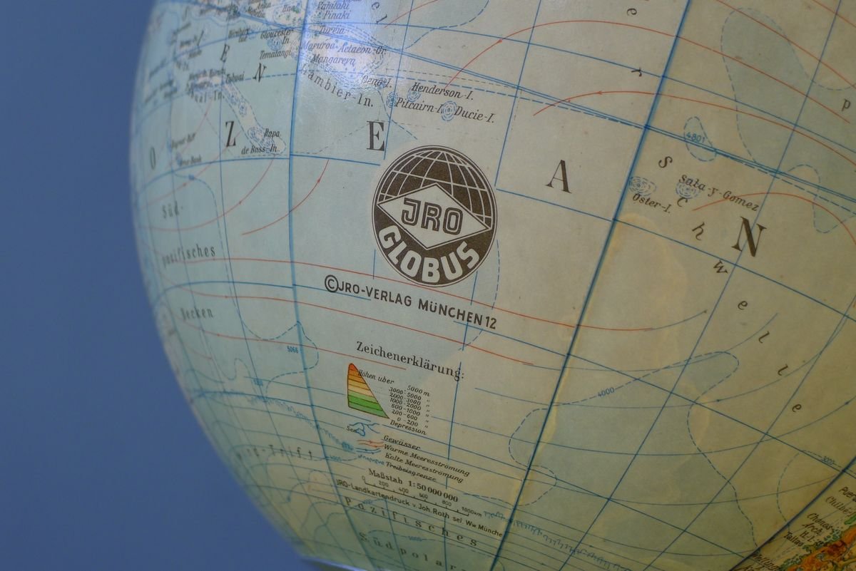 Vintage Illuminated Glass Topographical 24 cm Globe with Pagwood Base ...