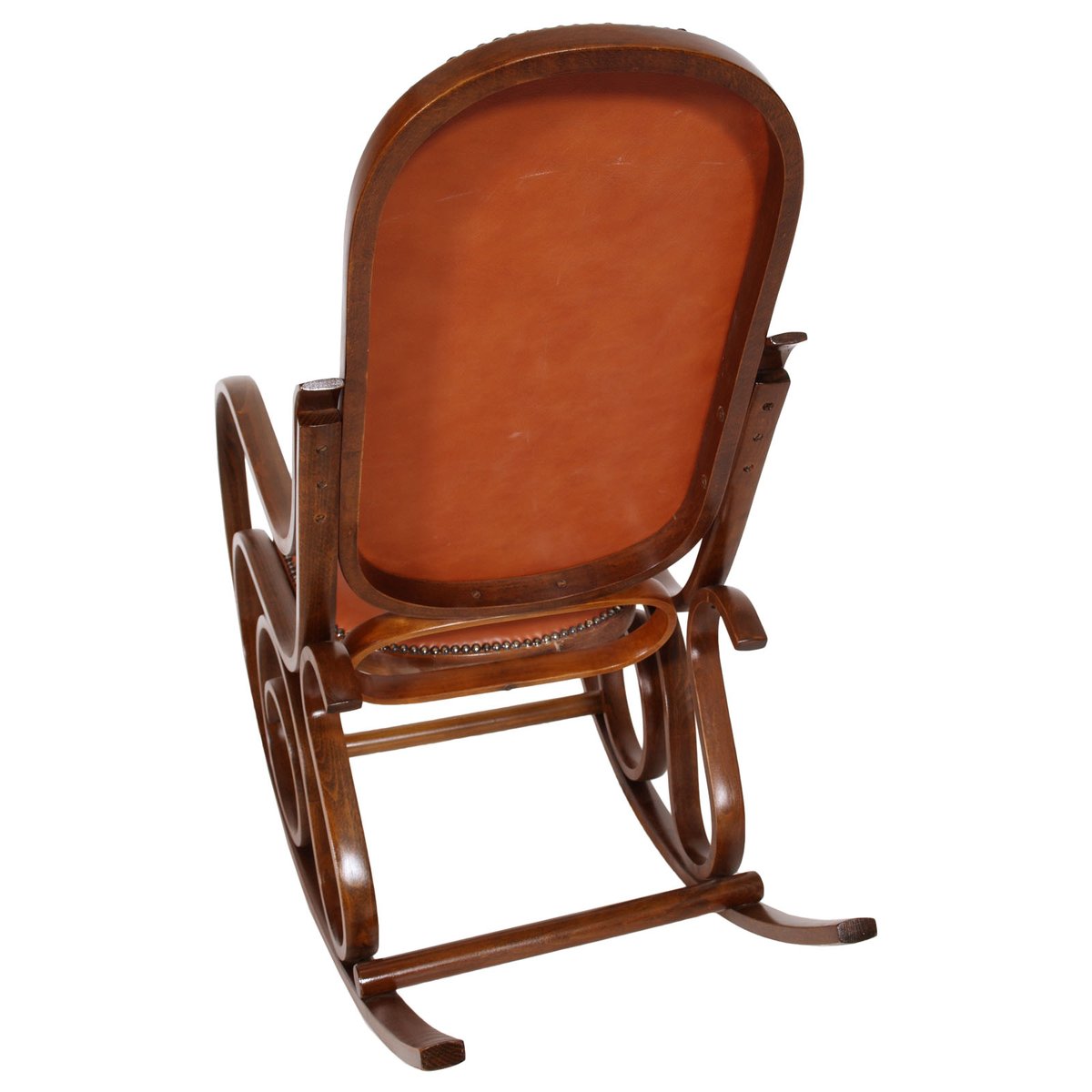 Art Nouveau Rocking Chair in Steam Bent Beechwood & Leather from Thonet ...