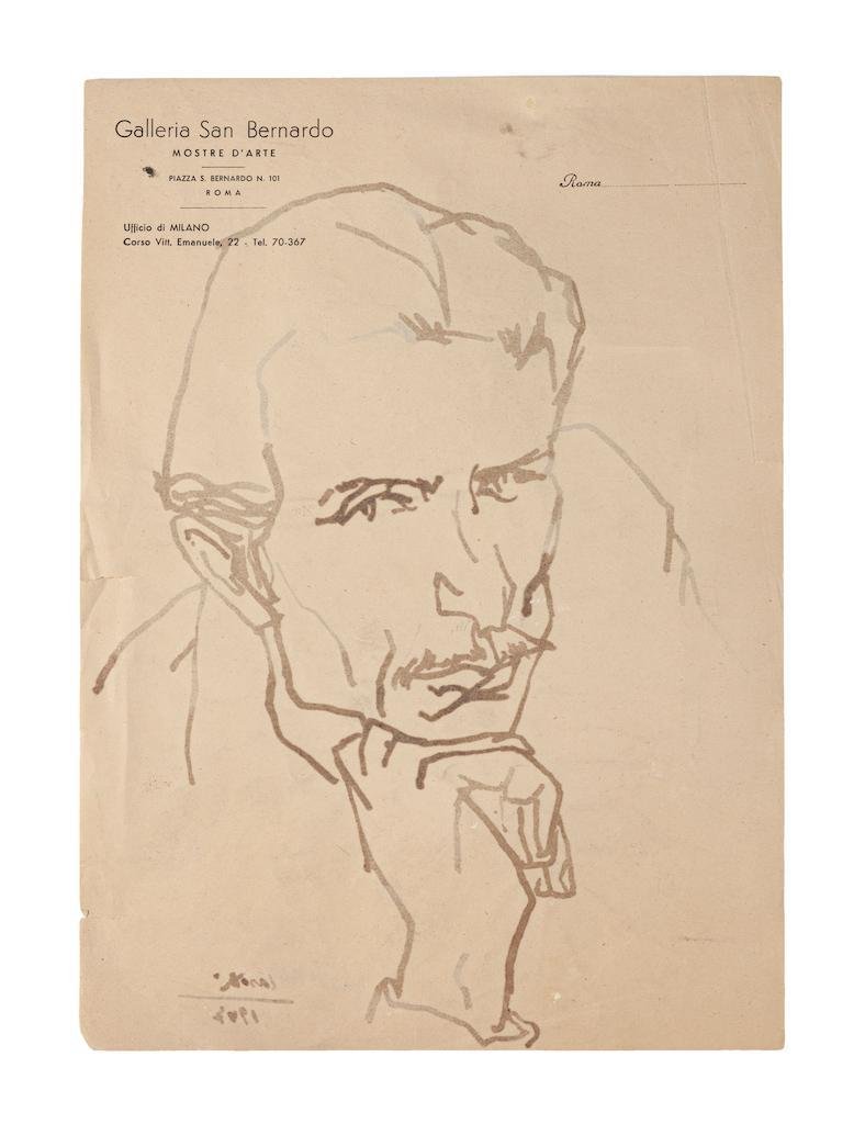 Portrait of Man - Original Drawing in China Ink by Umberto Casotti ...