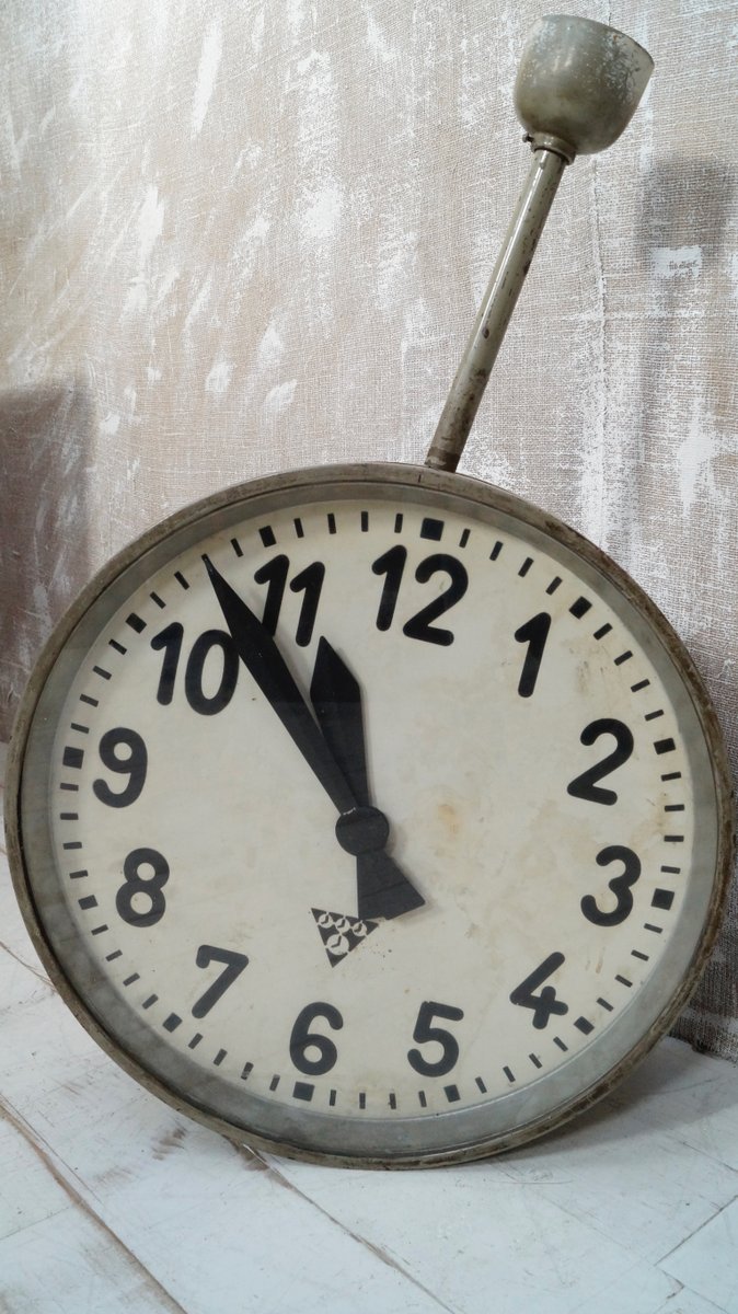Vintage Double Sided Station Clock from Pragotron, 1953 for sale at Pamono
