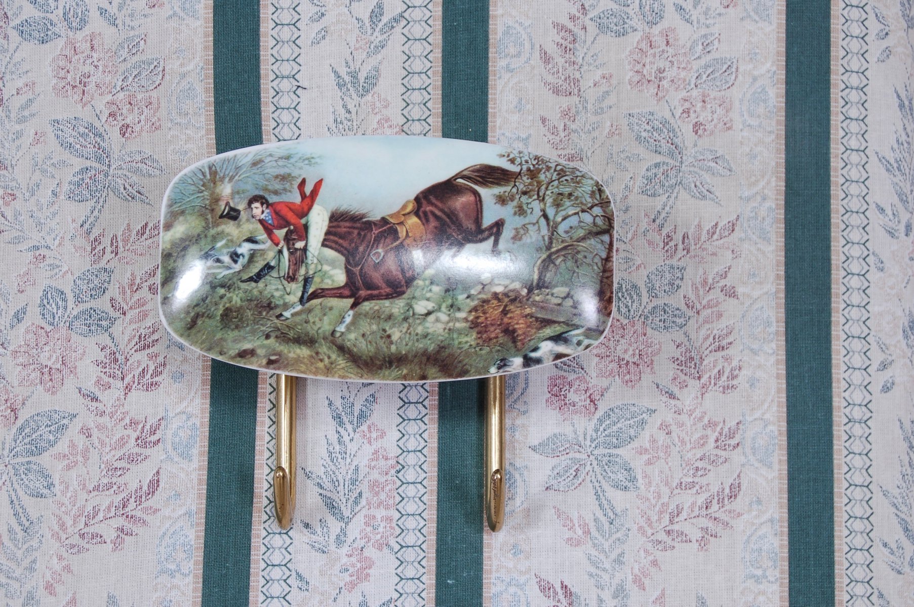 Coat Rack with 3 Hunting Themed Hooks, 1960s for sale at Pamono