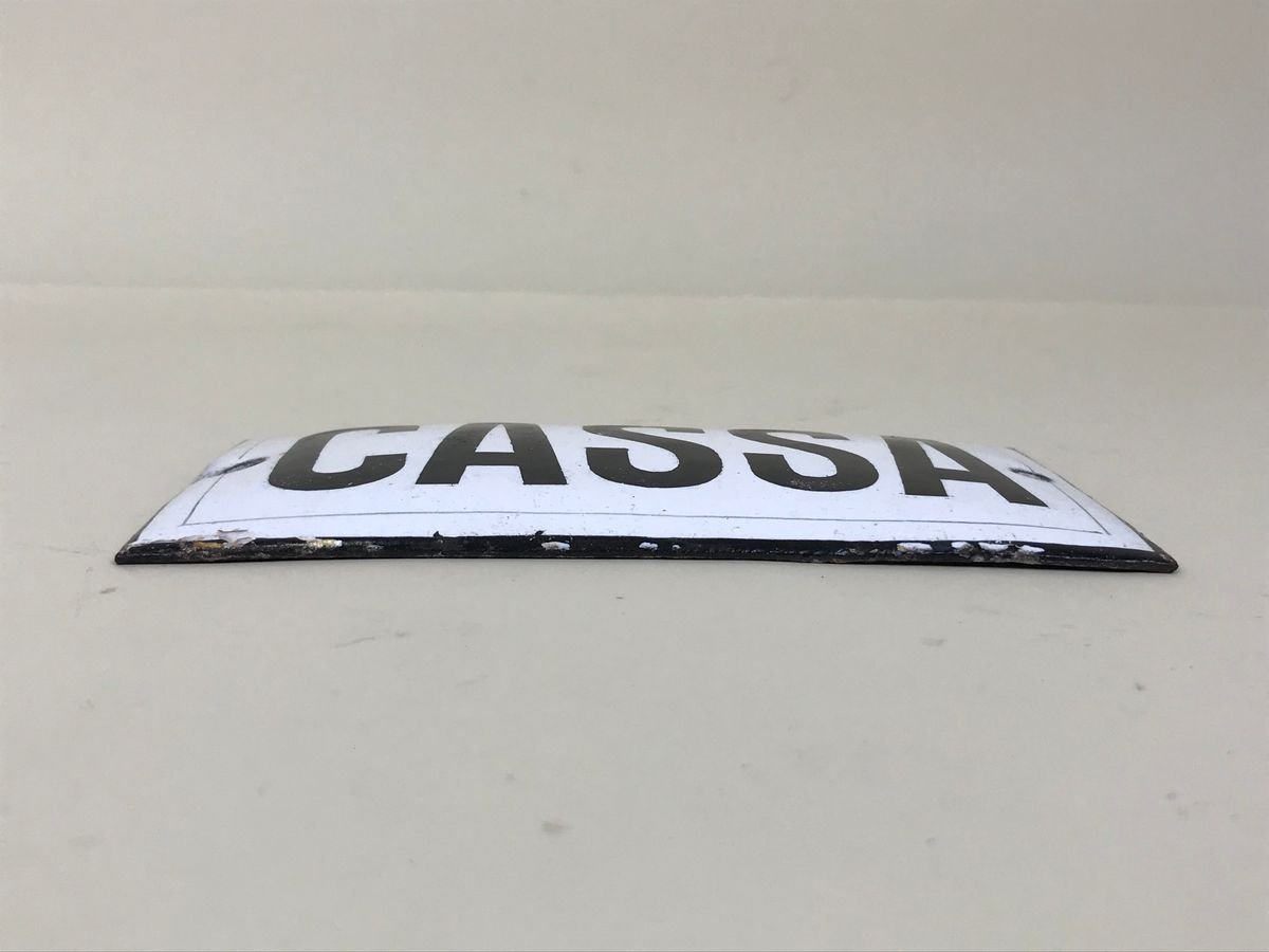Vintage Italian Curved Enamel Metal Cassa or Cash Desk Sign, 1920s for ...