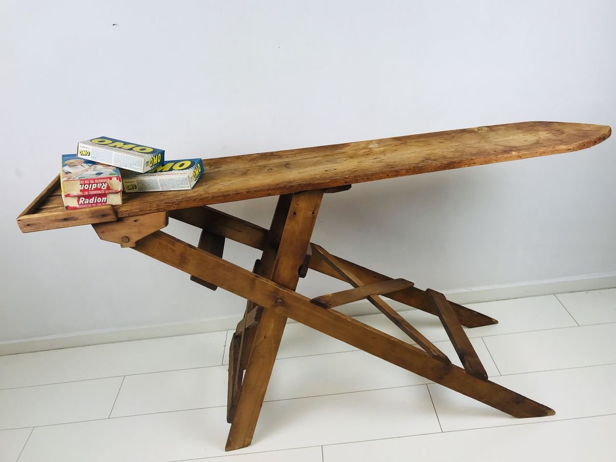 Antique Rustic Solid Wood Folding Ironing Board, 1900s for sale at Pamono