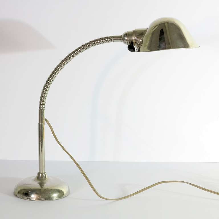 Industrial Goose Neck Table Lamp, 1930s for sale at Pamono