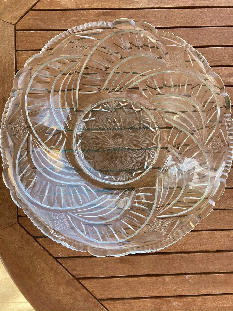 Circular Engraved Glass Plate, 1960s for sale at Pamono
